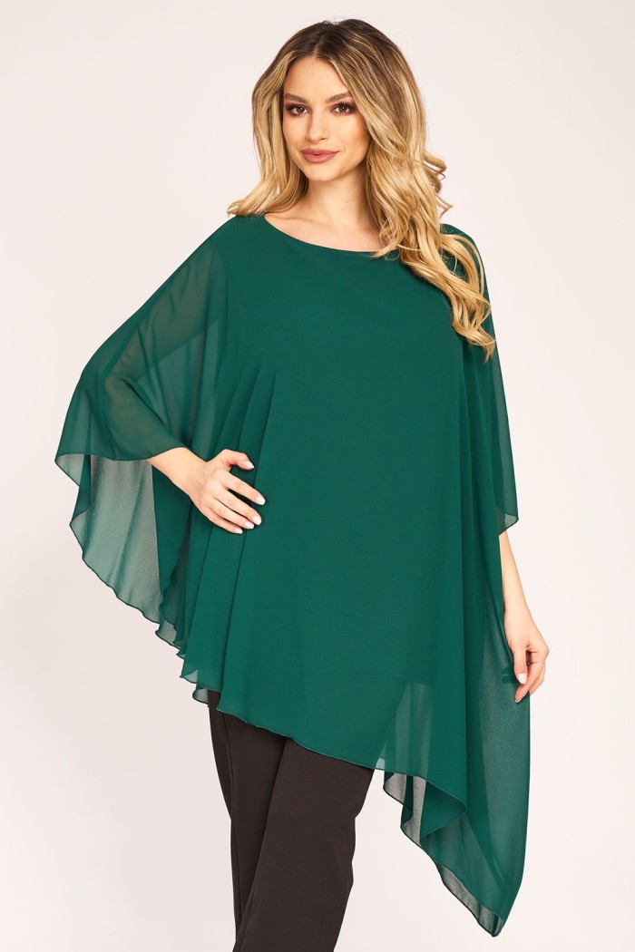 Rochie din satin cu volane in nuante de verde