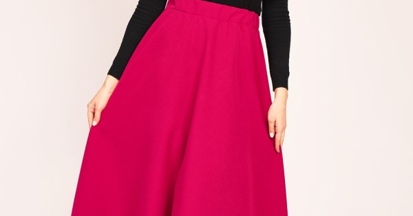 Fusta clos magenta cu buzunare laterale