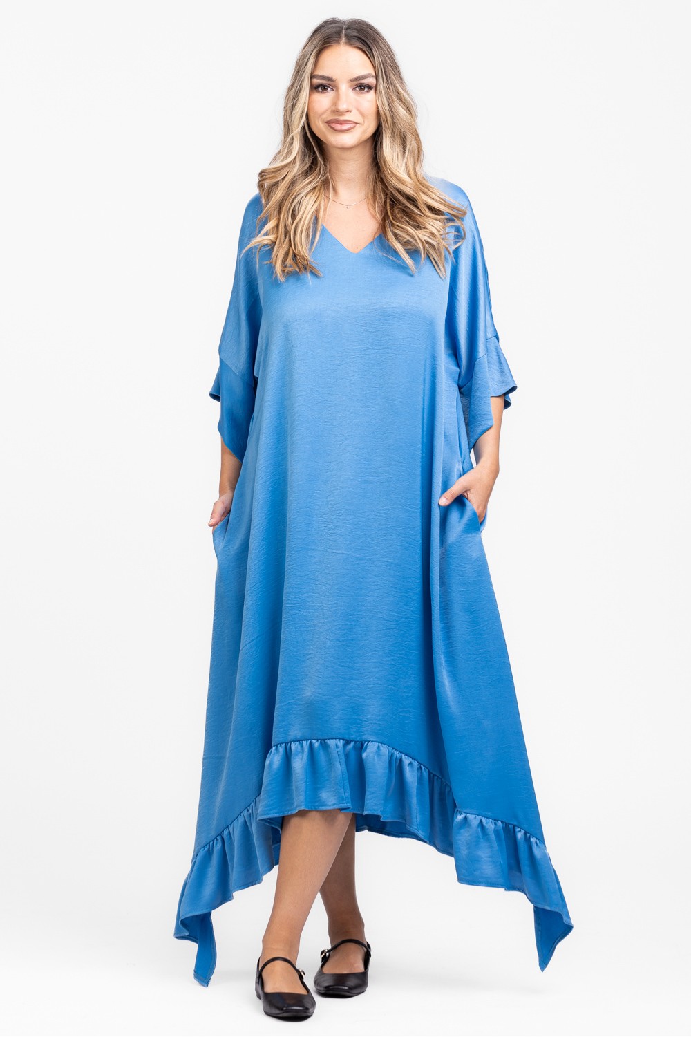 Rochie din satin baby blue